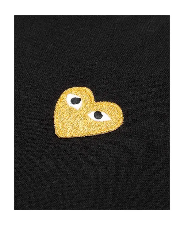 Play Comme Des Garcon Logo-embroidered Crew Neck T-shirt - Black