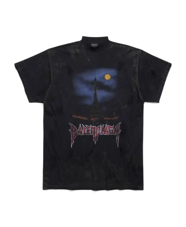 Balenciaga Paris Moon T-shirt Oversized In Faded - Black