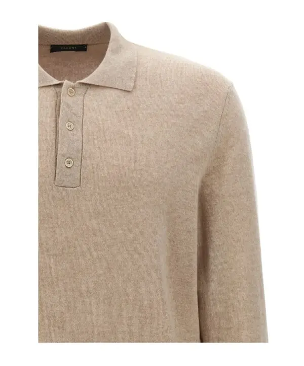ZANONE Long-sleeved Fine-knit Polo Shirt
