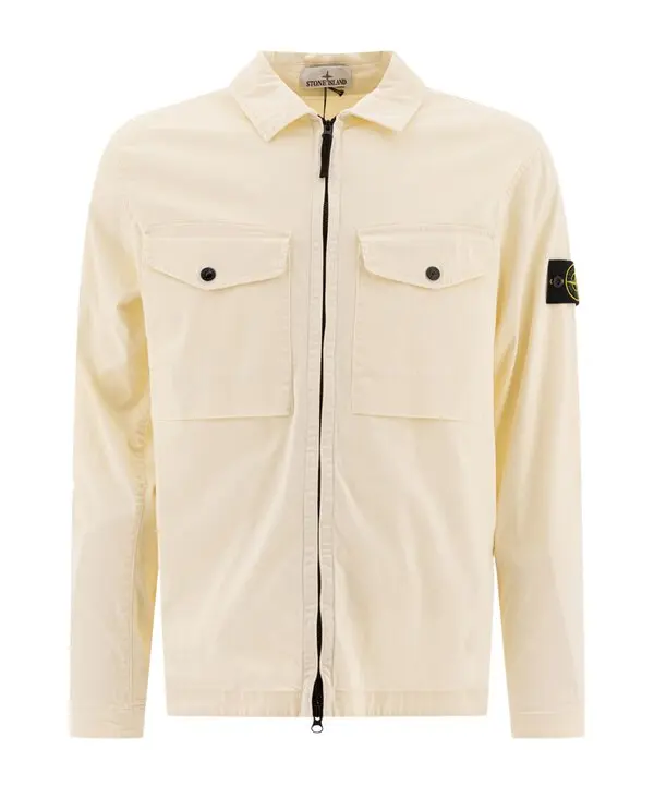 Stone Island Compass Patch Zipped Overshirt