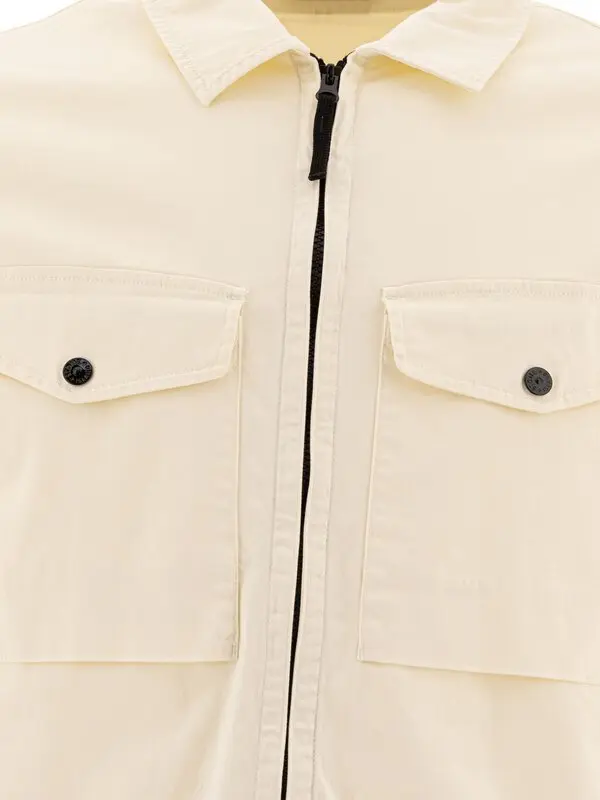 Stone Island Compass Patch Zipped Overshirt