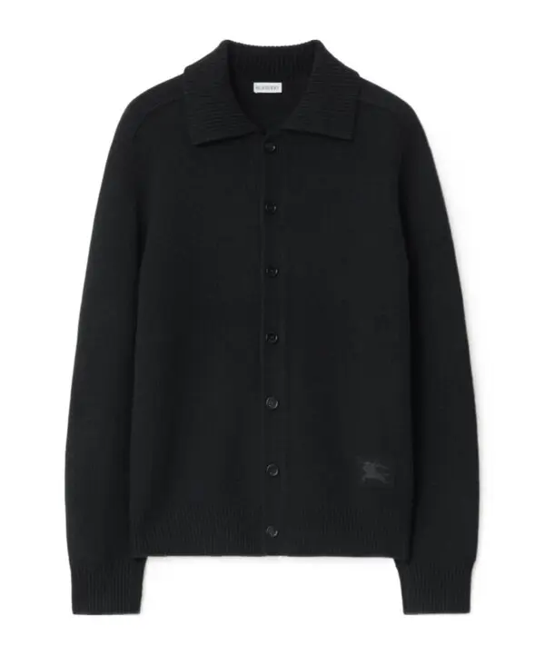 Burberry Cashmere Cardigan With Equestrian Knight Design - Black