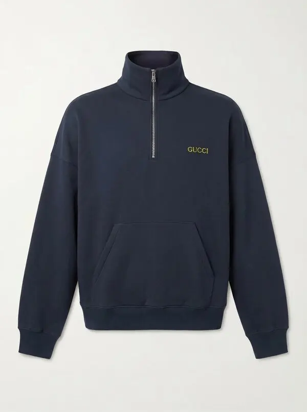 Gucci Jersey Half-zip Jacket With Patch