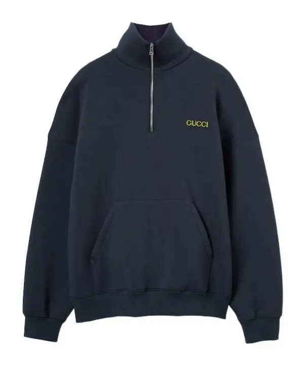 Gucci Jersey Half-zip Jacket With Patch