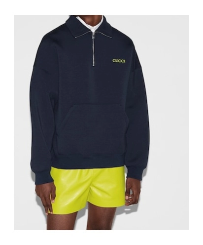 Gucci Jersey Half-zip Jacket With Patch