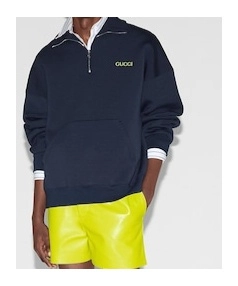 Gucci Jersey Half-zip Jacket With Patch