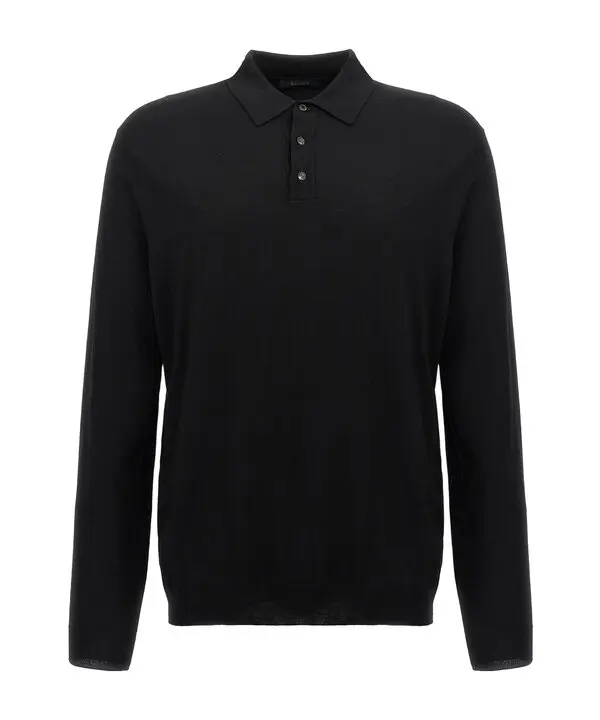 ZANONE Long-sleeved Fine-knit Polo Shirt