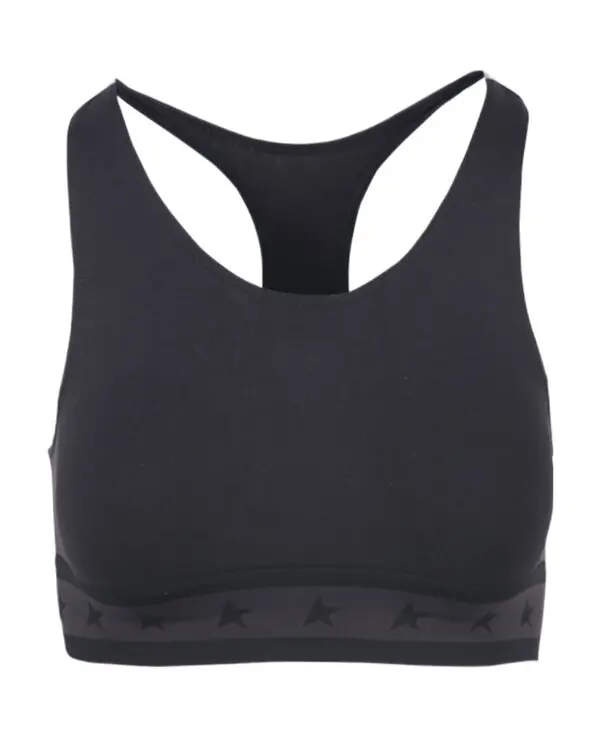 GOLDEN GOOSE Logo Printed Sports Bra - Black