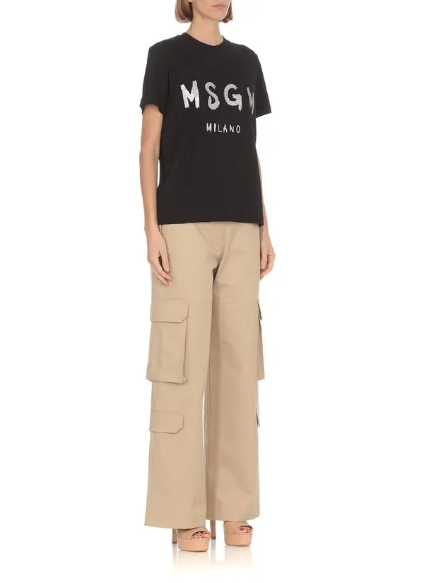 MSGM Logo Printed Crewneck T-shirt