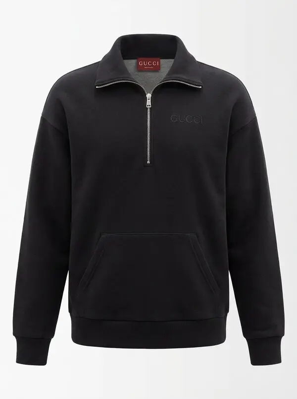 Gucci Jersey Zip Sweatshirt - Black