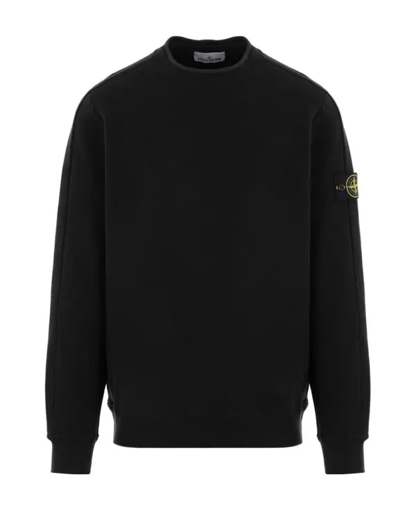 Stone Island Logo Patch Crewneck Sweatshirt - Black