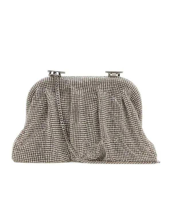 Benedetta Bruzziches Crystal-embellished Ruched Clutch Bag