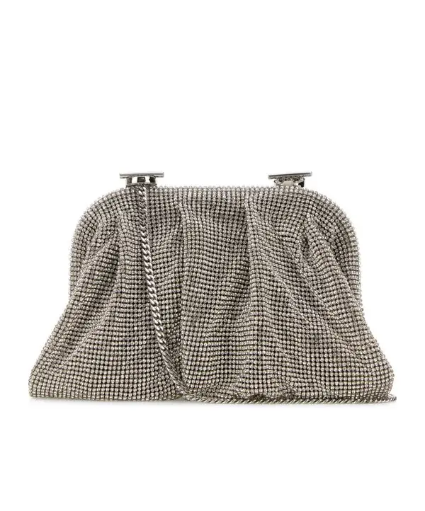 Benedetta Bruzziches Crystal-embellished Ruched Clutch Bag
