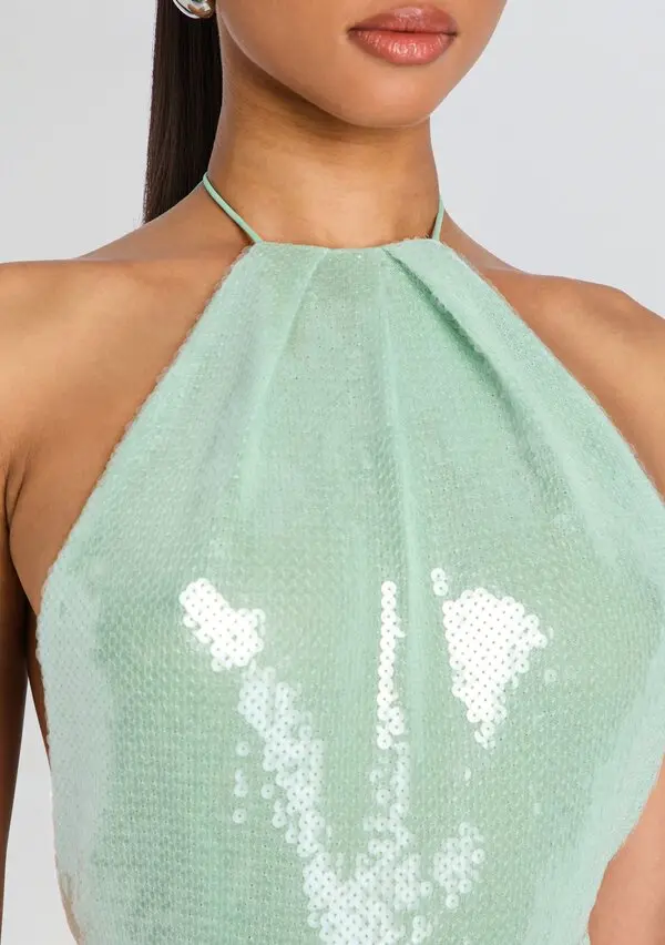 Retrofete Tulip Sequin Mini Dress - Matcha