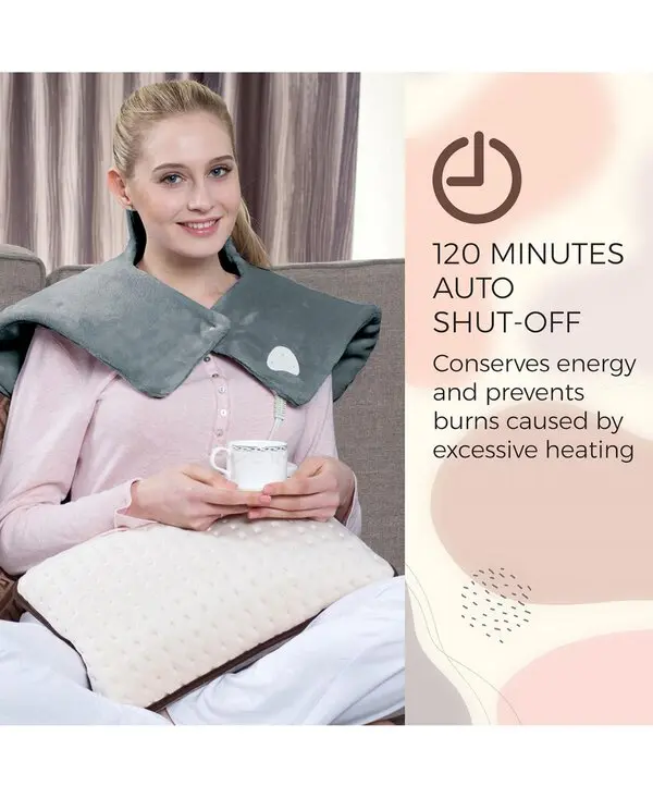 PURSONIC Electric Neck & Shoulder Heating Pad And Memory Foam Travel Pillow