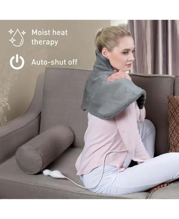 PURSONIC Electric Neck & Shoulder Heating Pad And Memory Foam Travel Pillow