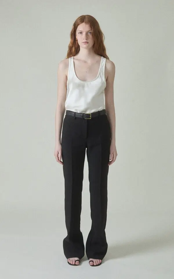 HEIRLOME Simone Silk-wool Straight Leg Trousers - Black