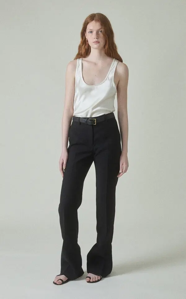 HEIRLOME Simone Silk-wool Straight Leg Trousers - Black