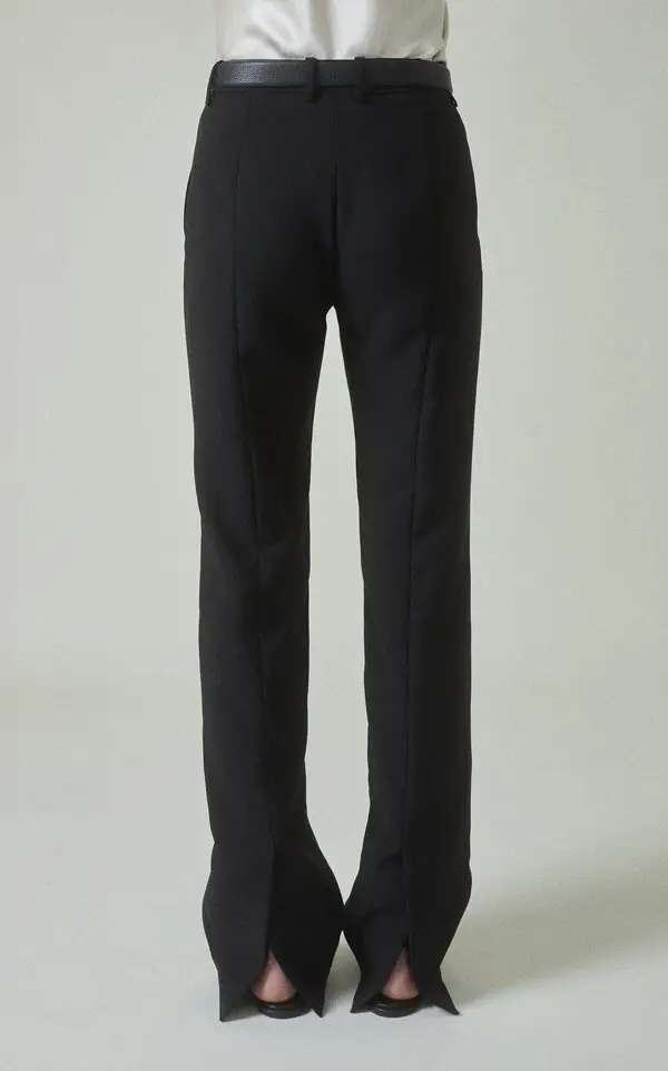 HEIRLOME Simone Silk-wool Straight Leg Trousers - Black