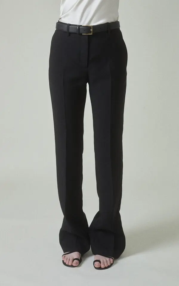 HEIRLOME Simone Silk-wool Straight Leg Trousers - Black