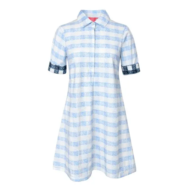 JUST DARVINY Charlotte Dress Square French - Blue