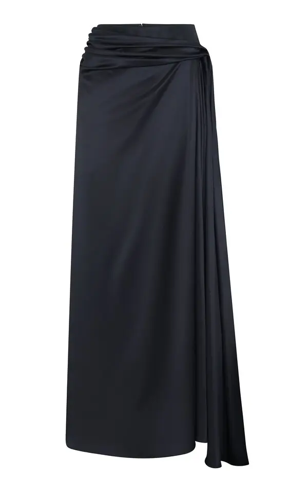 HEIRLOME Sylvie Silk Maxi Skirt - Black