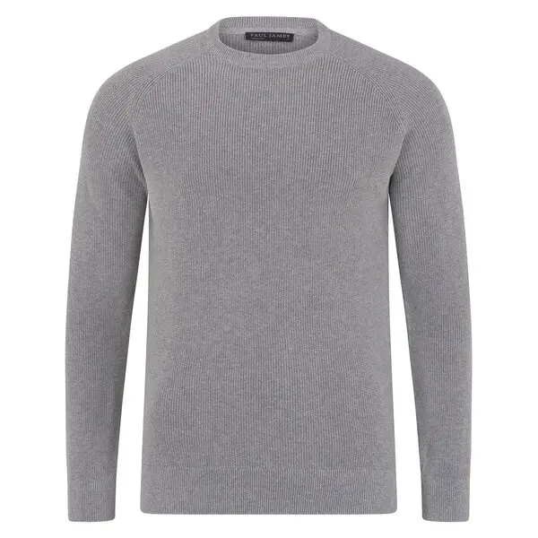 PAUL JAMES KNITWEAR Lightweight Fisherman Rib Jumper - Grey