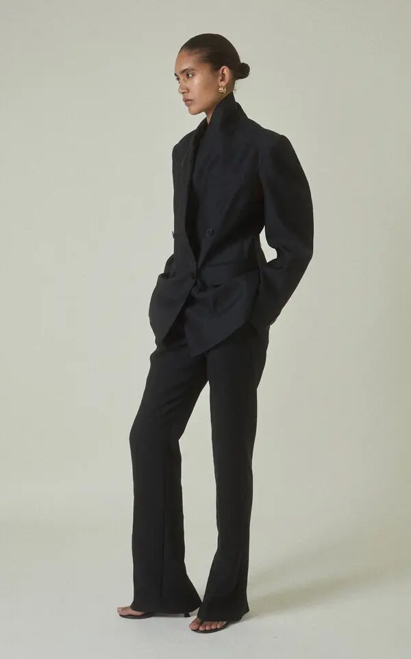 HEIRLOME Antonella Belted Wool-silk Blazer