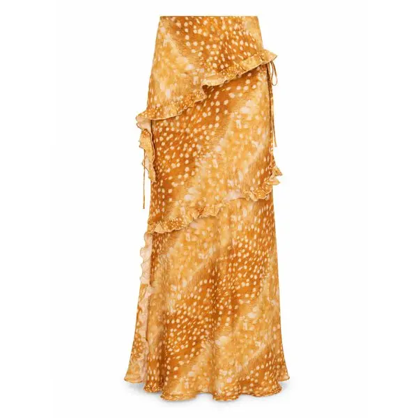 Carmen Says Animal Print Flowy Maxi Skirt - Yellow