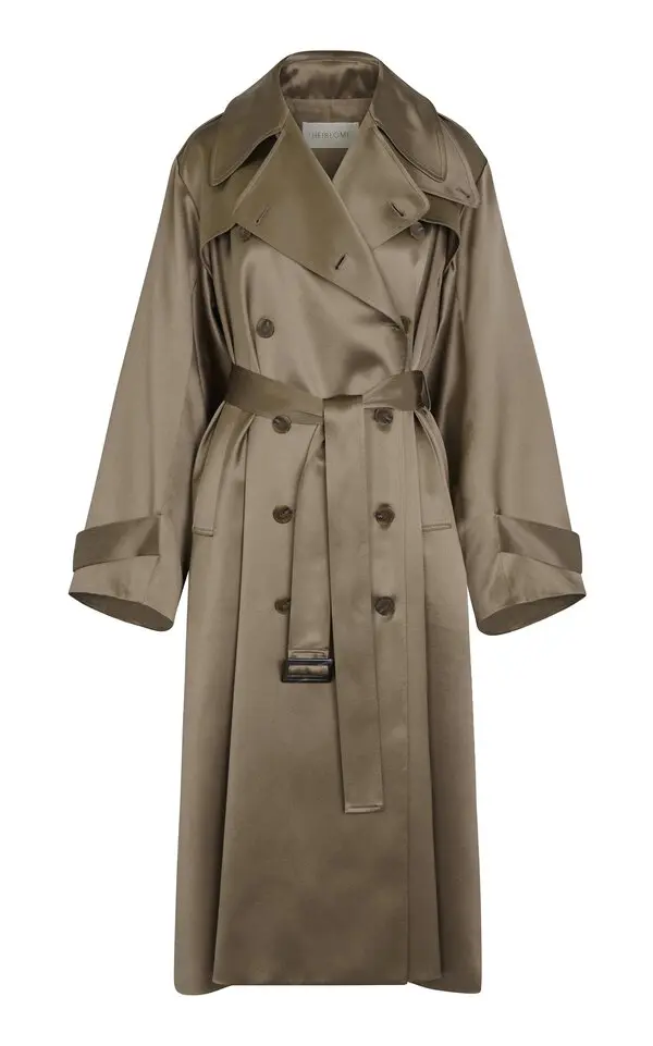 HEIRLOME James Silk Trench Coat - Brown