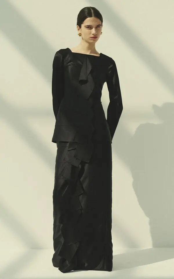 HEIRLOME Caroline Silk Maxi Skirt - Black