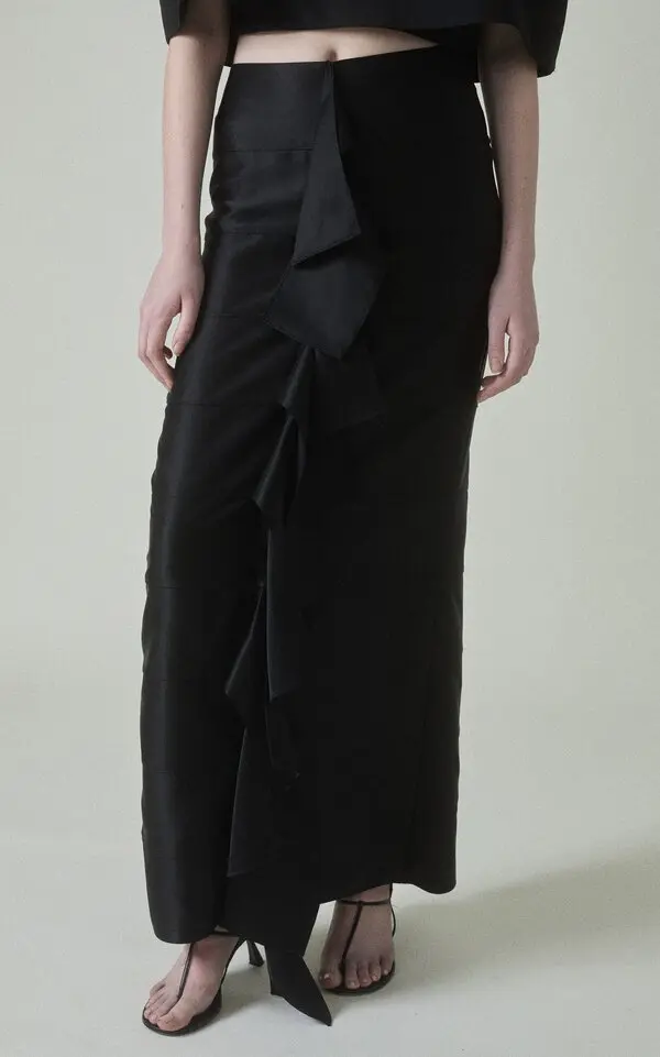 HEIRLOME Caroline Silk Maxi Skirt - Black