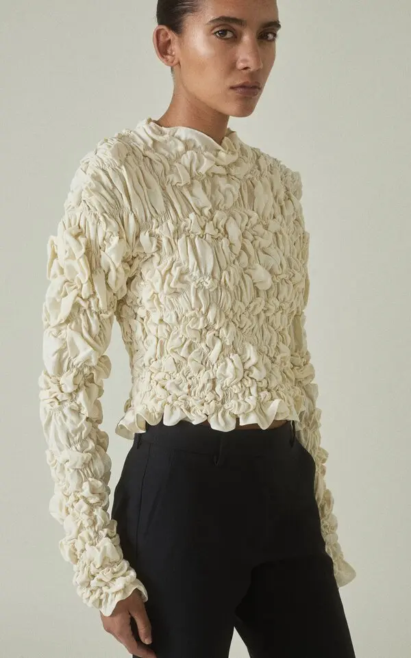 HEIRLOME Joni Silk Satin Top - Ivory