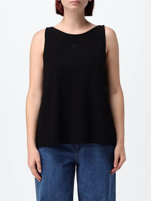 Loewe Sleeveless Viscose Top With Crew Neck And Regular Fit - Black