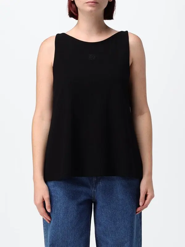 Loewe Sleeveless Viscose Crew Neck Top - Black