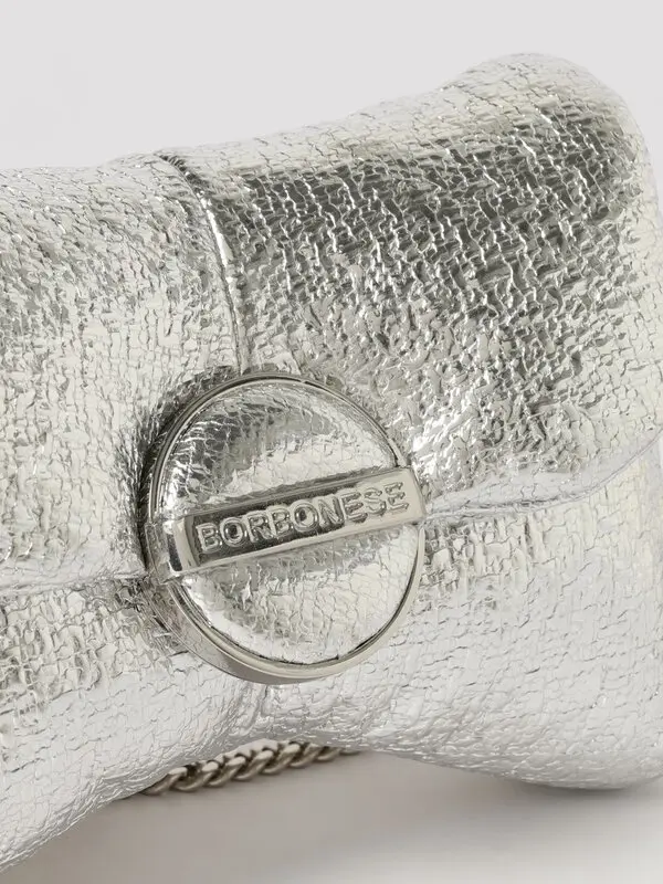 Borbonese Coquette Laminated Nylon Mini Bag With Metal Mesh Strap