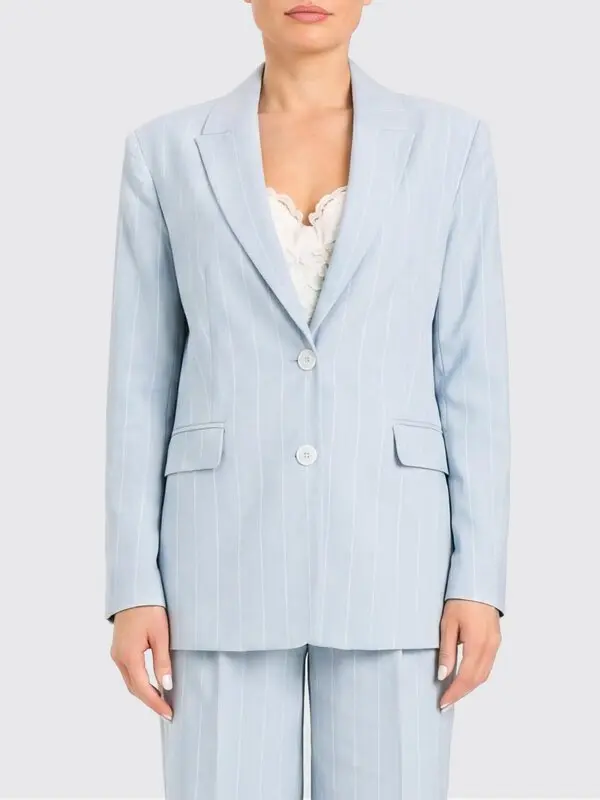 TWINSET Pinstripe Single-breasted Cropped Blazer In Viscose Blend