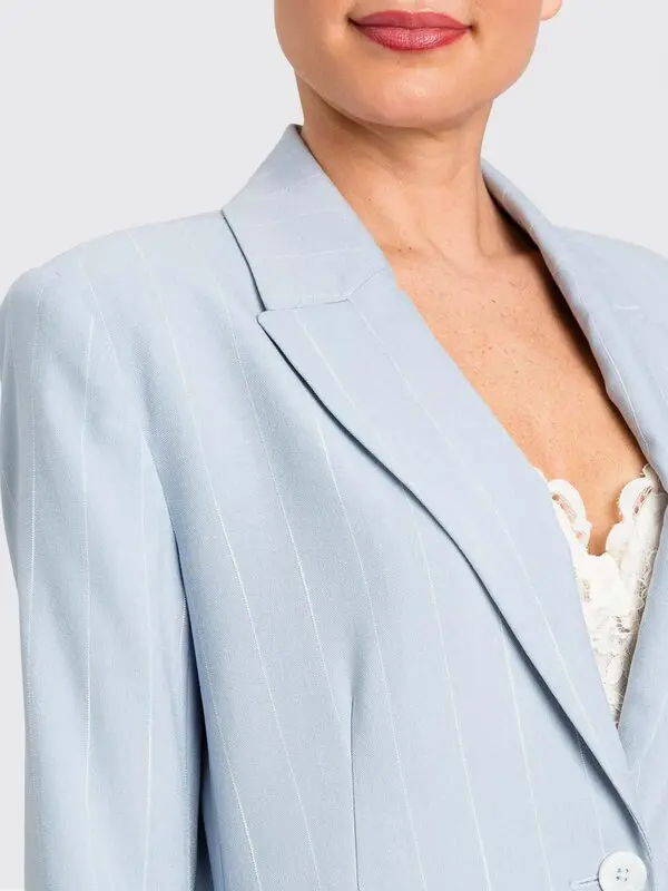 TWINSET Pinstripe Single-breasted Cropped Blazer In Viscose Blend