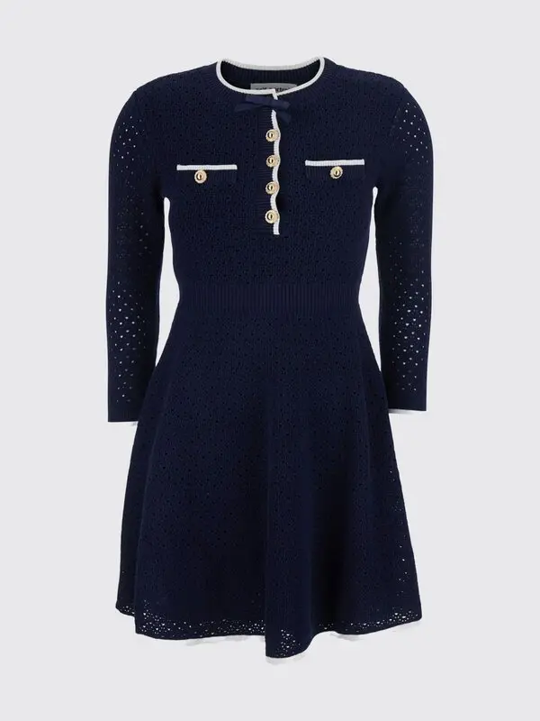 SELF-PORTRAIT Long-sleeved Viscose Knit Mini Dress