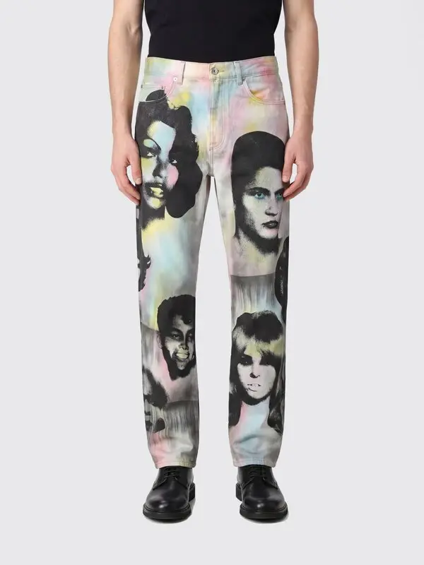 Versace Straight-leg Cotton Denim Jeans With All-over Graphic Print - Multicolor