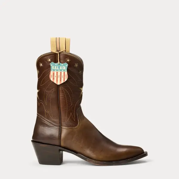 Ralph Lauren Holly Plainview Star-inlay Leather Boots - Brown