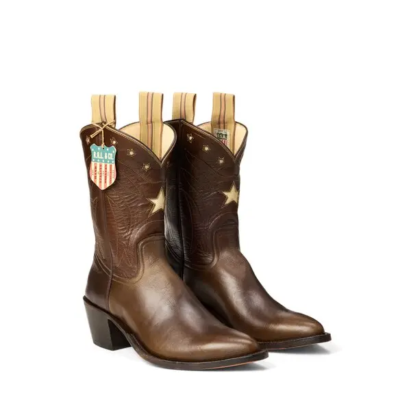 Ralph Lauren Holly Plainview Star-inlay Leather Boots