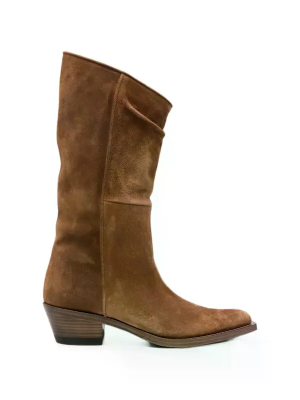 Khaite Clive Suede Cowboy Boots - Brown