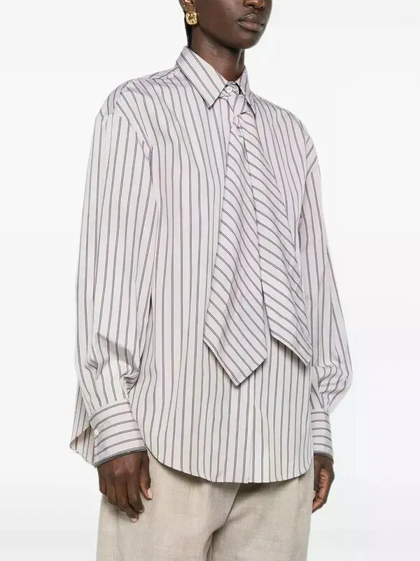 Brunello Cucinelli Striped Tie-detail Shirt