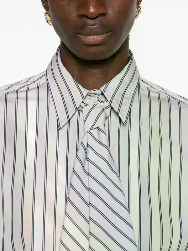 Brunello Cucinelli Striped Tie-detail Shirt