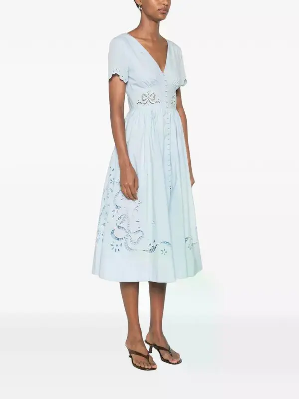 SELF-PORTRAIT V-neck Embroidered Midi Dress