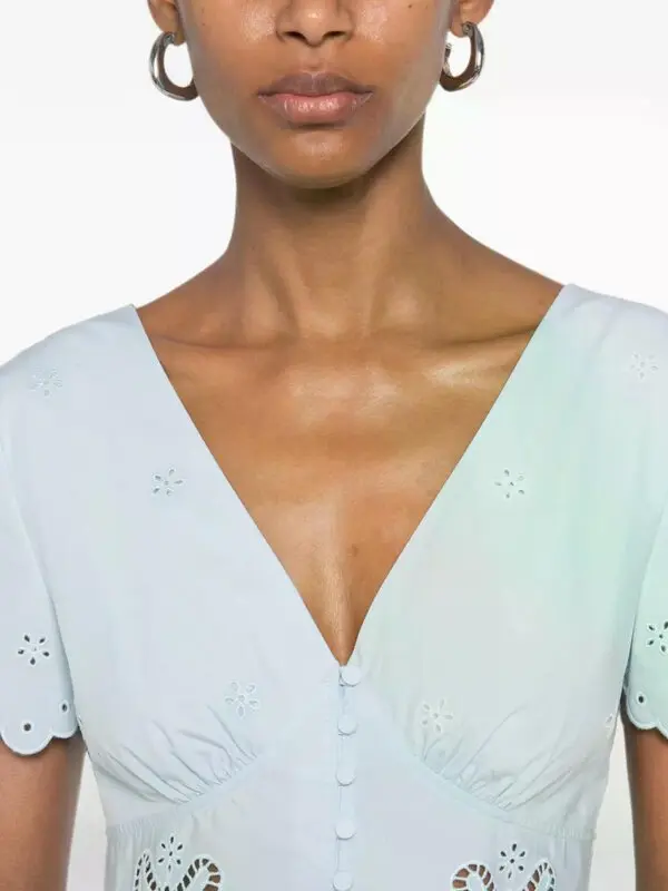SELF-PORTRAIT V-neck Embroidered Midi Dress