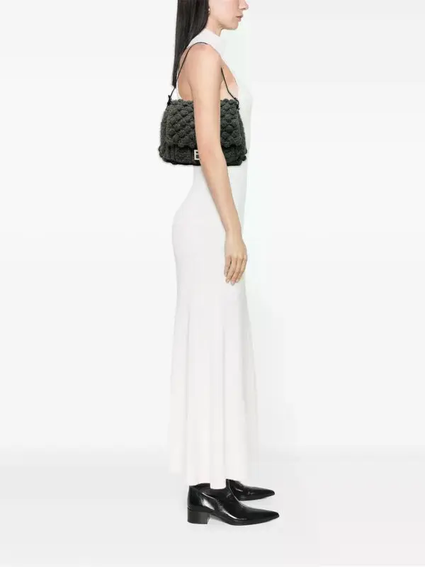 Fendi Crochet Wool Mamma Forever Shoulder Bag - Grey