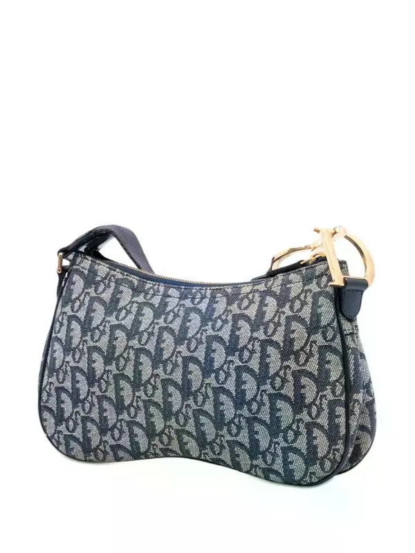 Dior Diorissimo Trotter Canvas Double Saddle Crossbody Bag - Blue