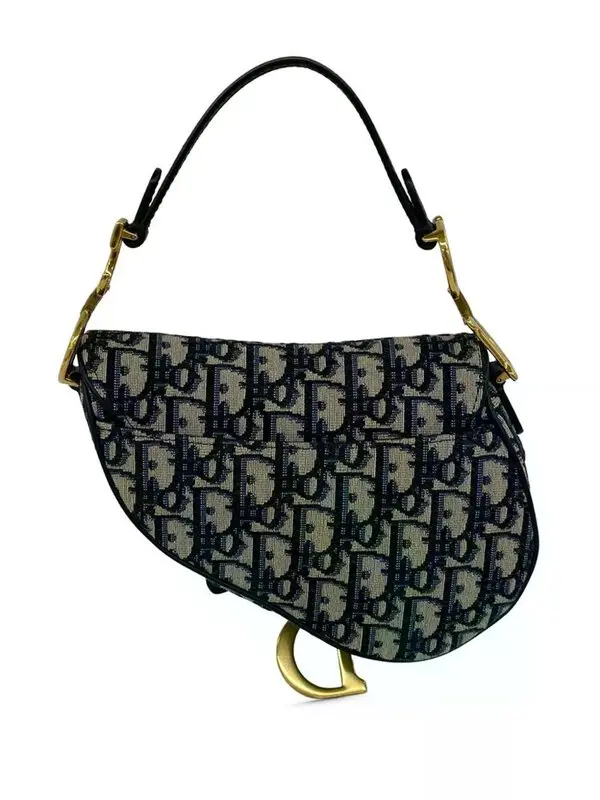 Dior Mini Oblique Canvas Saddle Bag Satchel - Blue